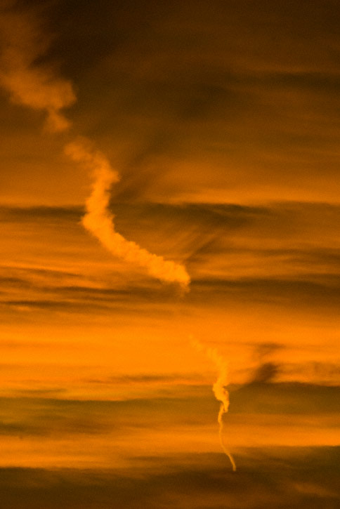 Kansas Scenic, jet contrail at sunset